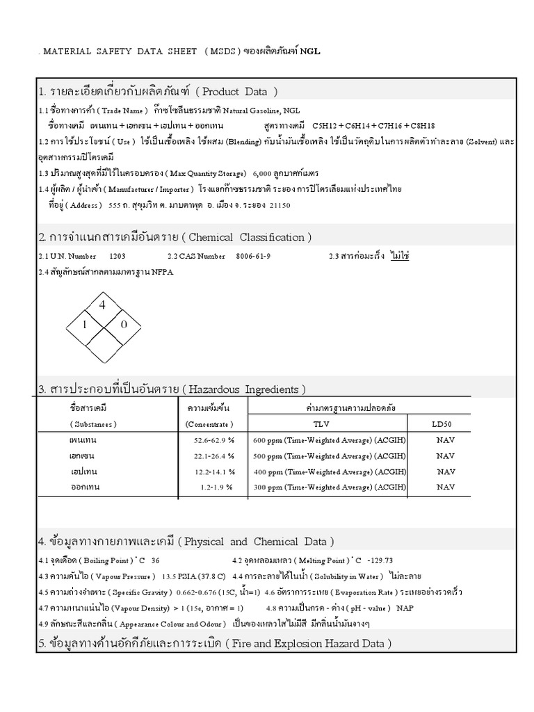 MSDS NGL | PDF