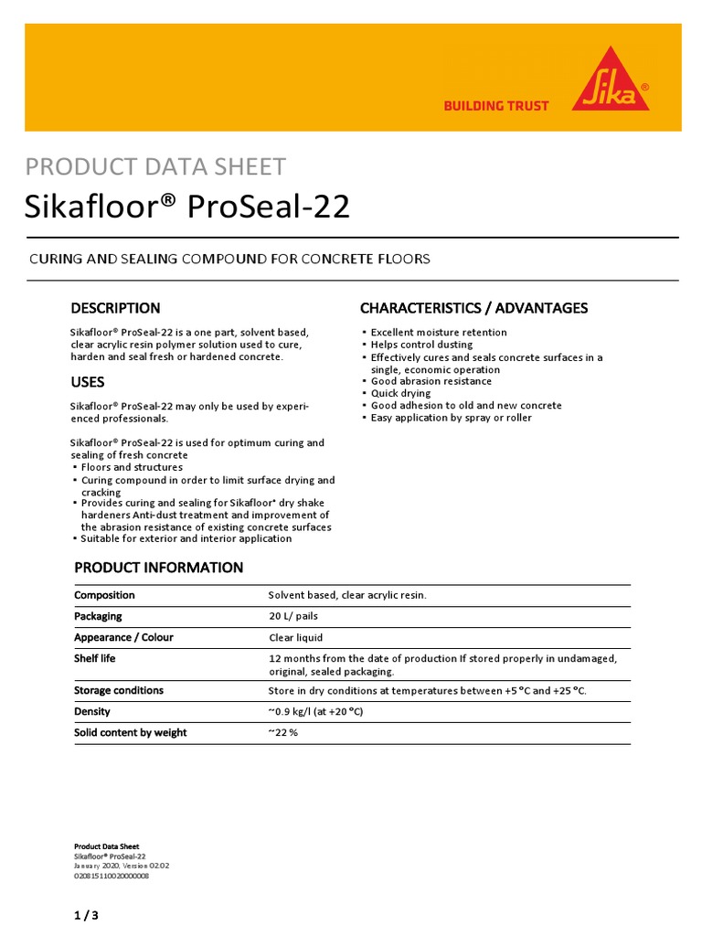 Waterproofing - Sikafloor - Proseal-22 | PDF | Concrete | Poly(Methyl ...