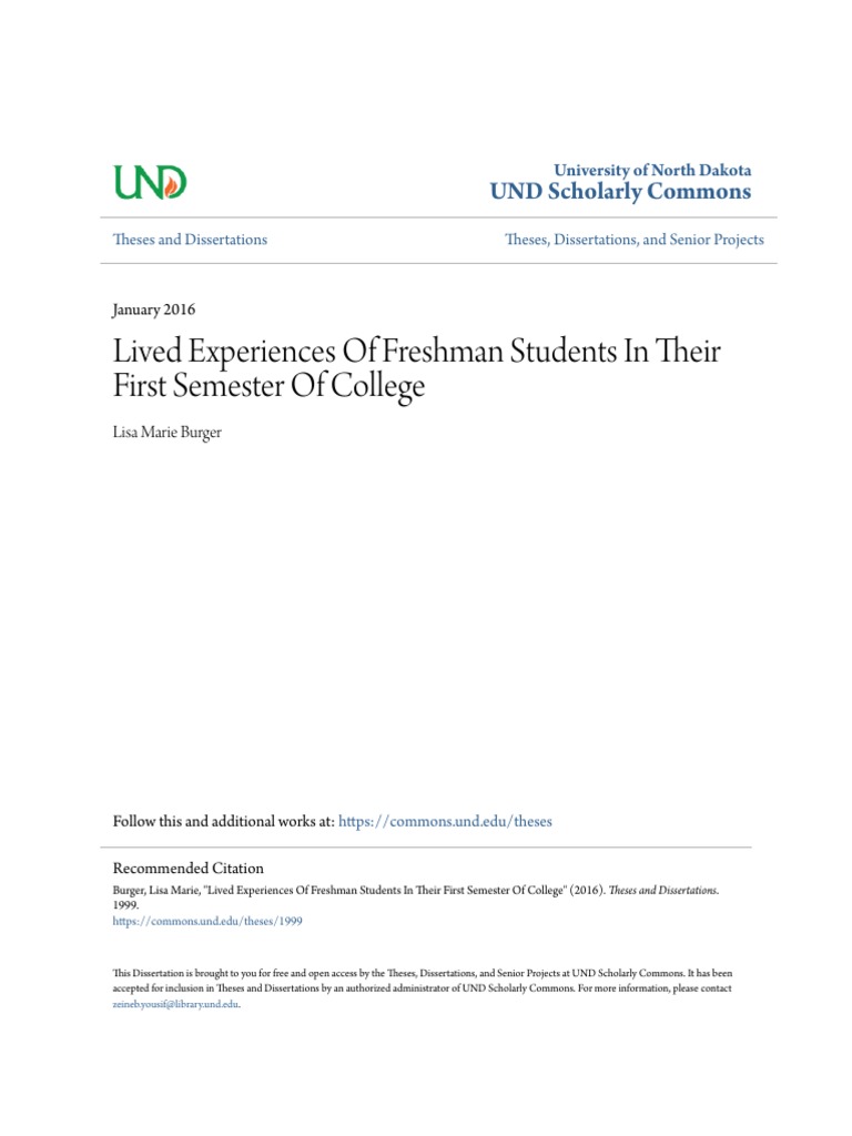 Lived Experiences of Freshman Students in Their First Semester | PDF ...