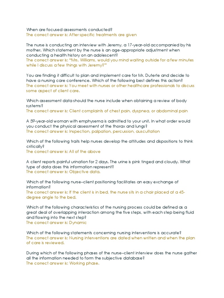 When Are Focused Assessments Conducted | PDF | Nursing | Physical ...