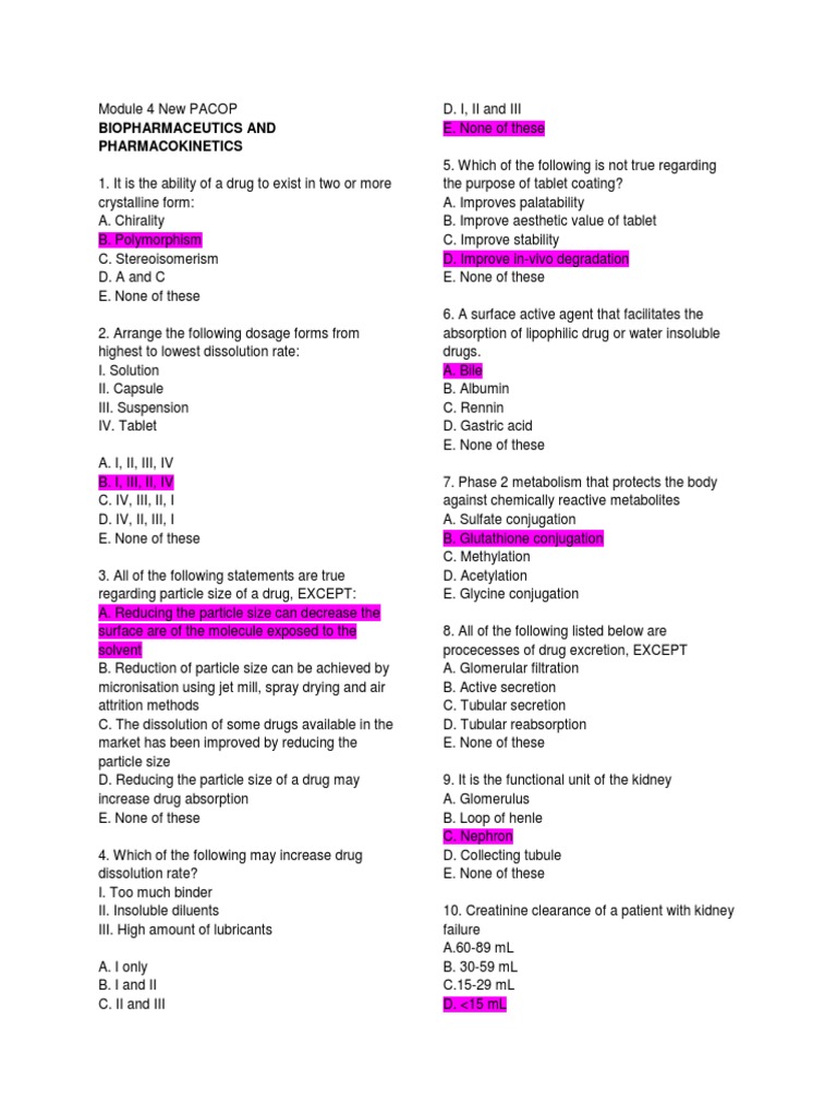 Pacop Violet Module 4 | PDF | Pharmacokinetics | Hemodialysis