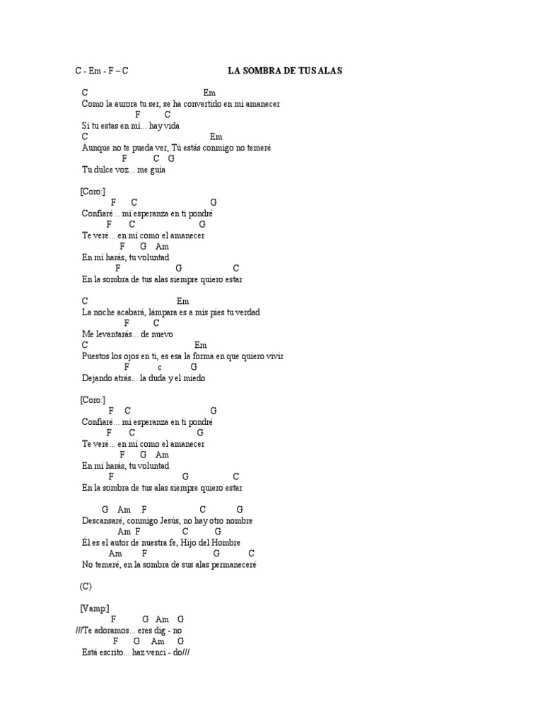 En La Sombra de Tus Alas Letra y Acordes | PDF