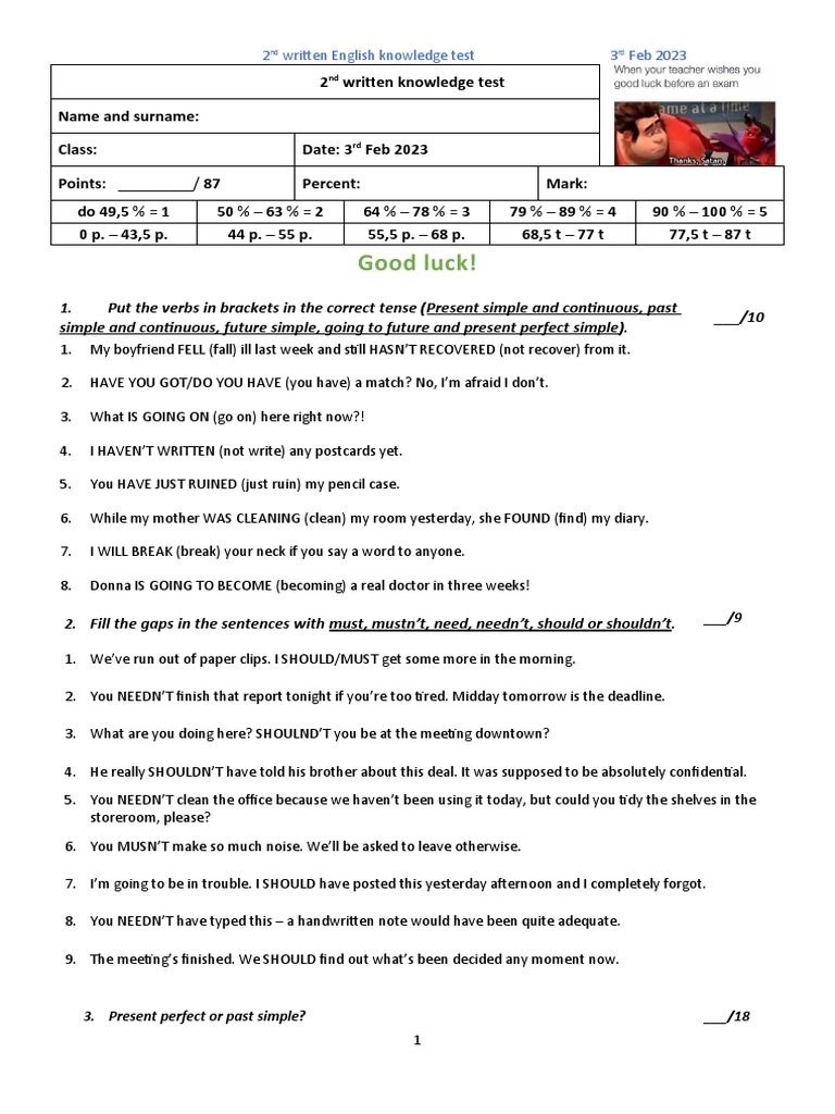 2nd Written Knowledge Test - Answer Key | PDF | Grammar | Linguistic ...