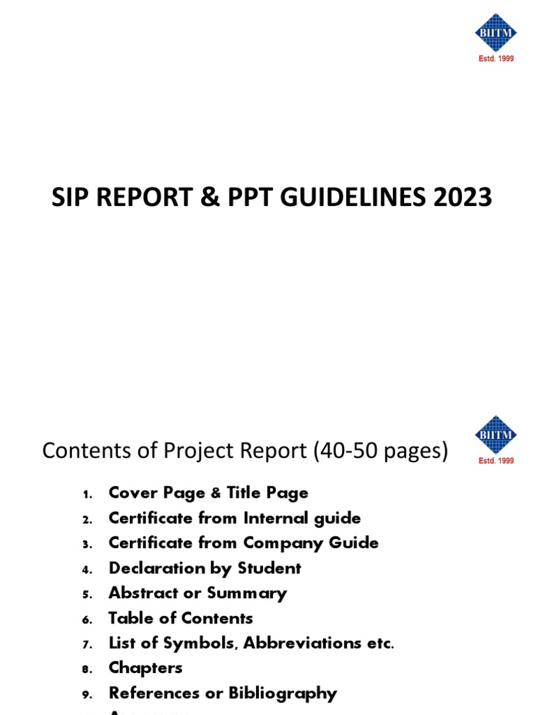 Sip Report & PPT Guidelines 2023 | PDF | Product (Business) | Competition