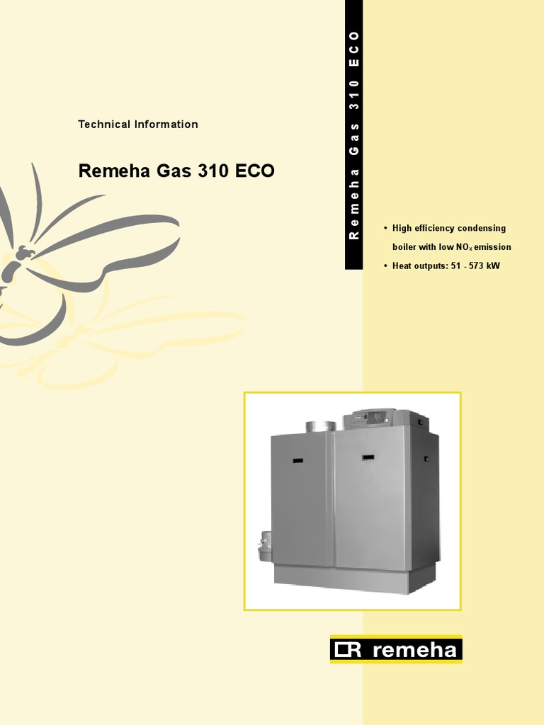 Remeha Gas 310 ECO: Technical Information | PDF | Boiler | Duct (Flow)