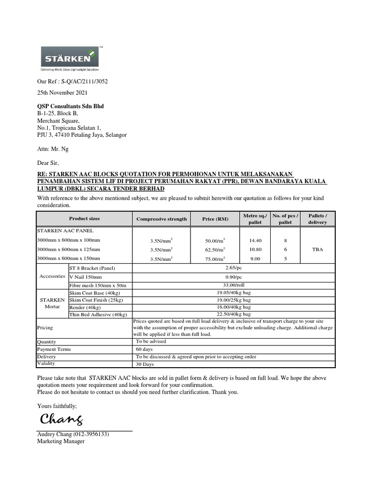 Starken AAC Blocks Quotation Details | PDF | Technology & Engineering