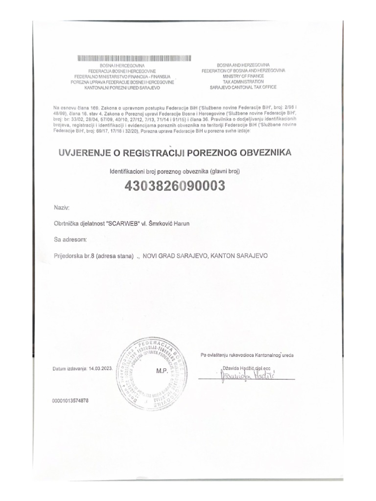 Rjesenje + ID Broj | PDF