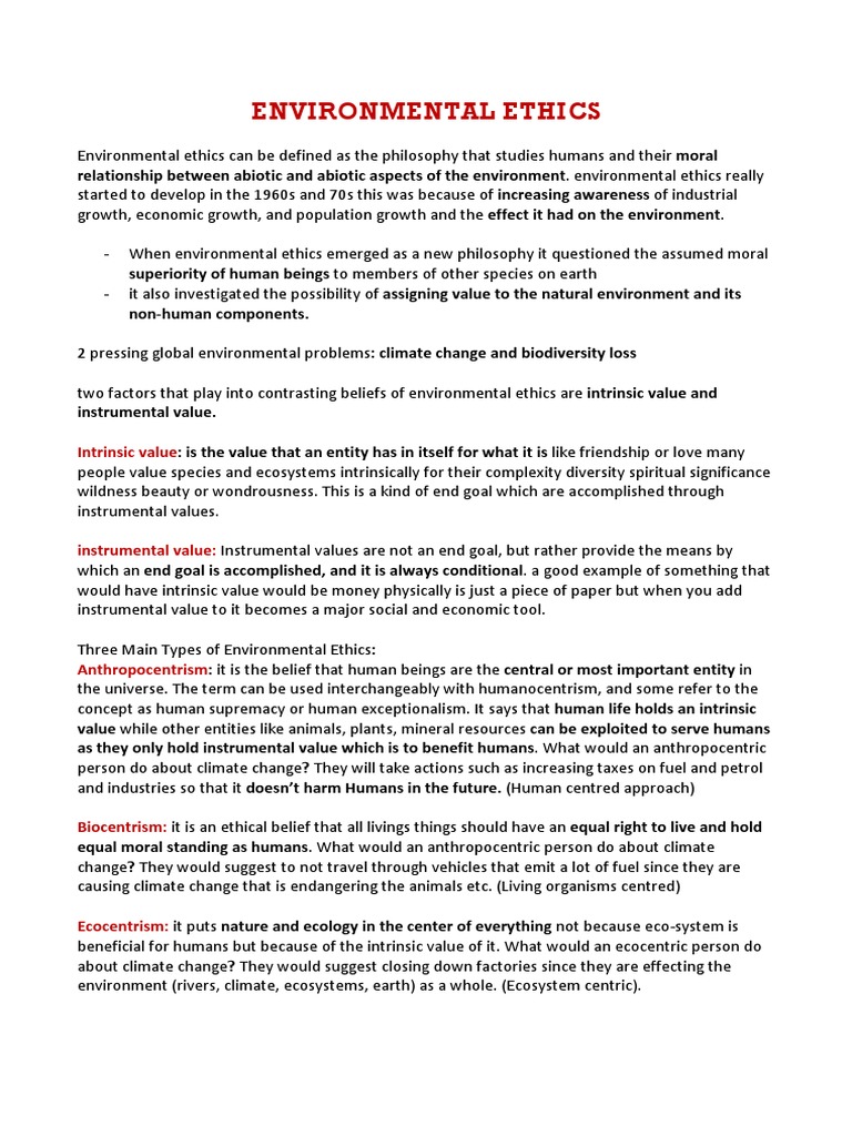 Environmental Ethics PDF | PDF | Environmental Ethics | Ecosystem