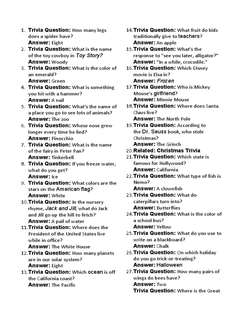 Triva Questions Game | PDF