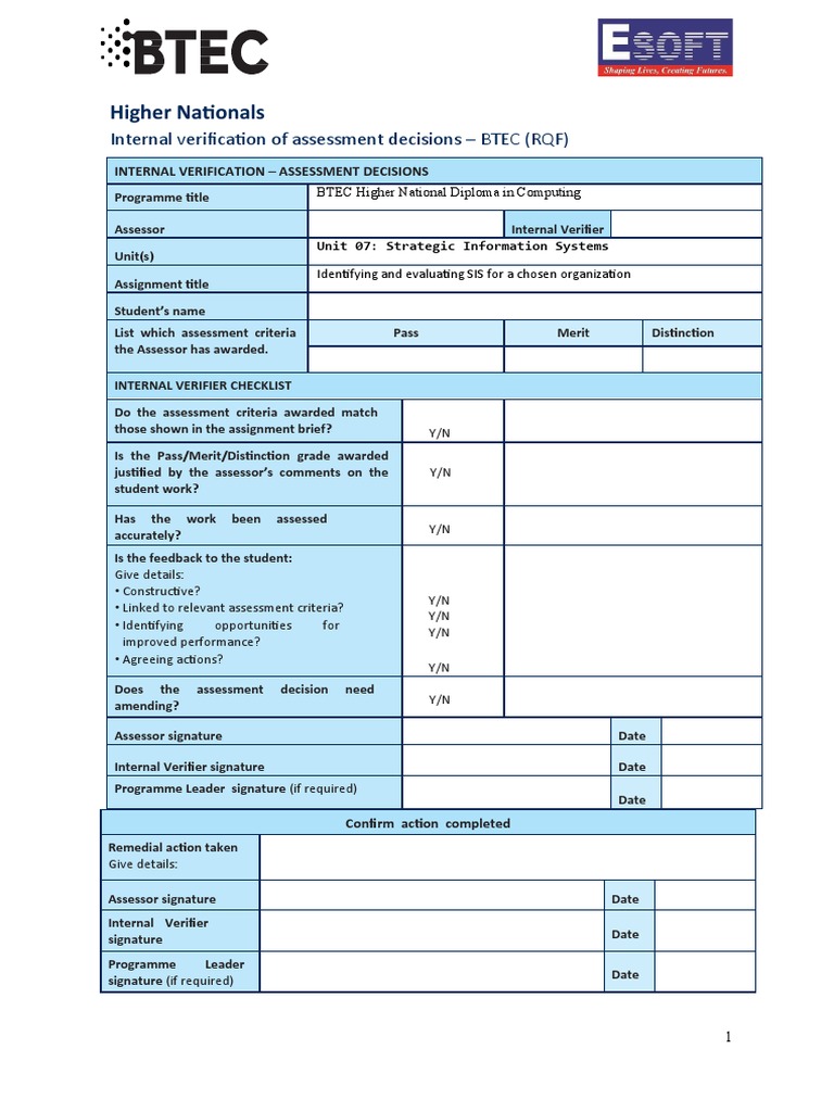 Internal Verification for BTEC Computing Assessment | PDF | Plagiarism | Information