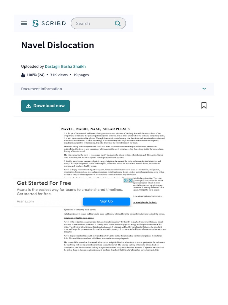 Navel Dislocation | PDF | Massage | Abdomen