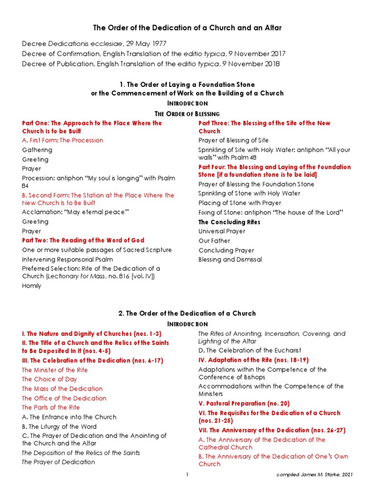 The Order of The Dedication of A Church and An Altar | PDF | Altar ...