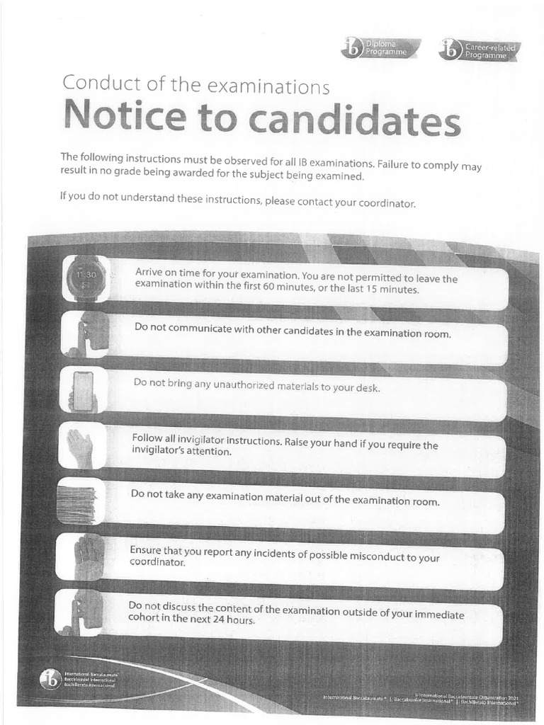 Exam Instructions IB DP | PDF
