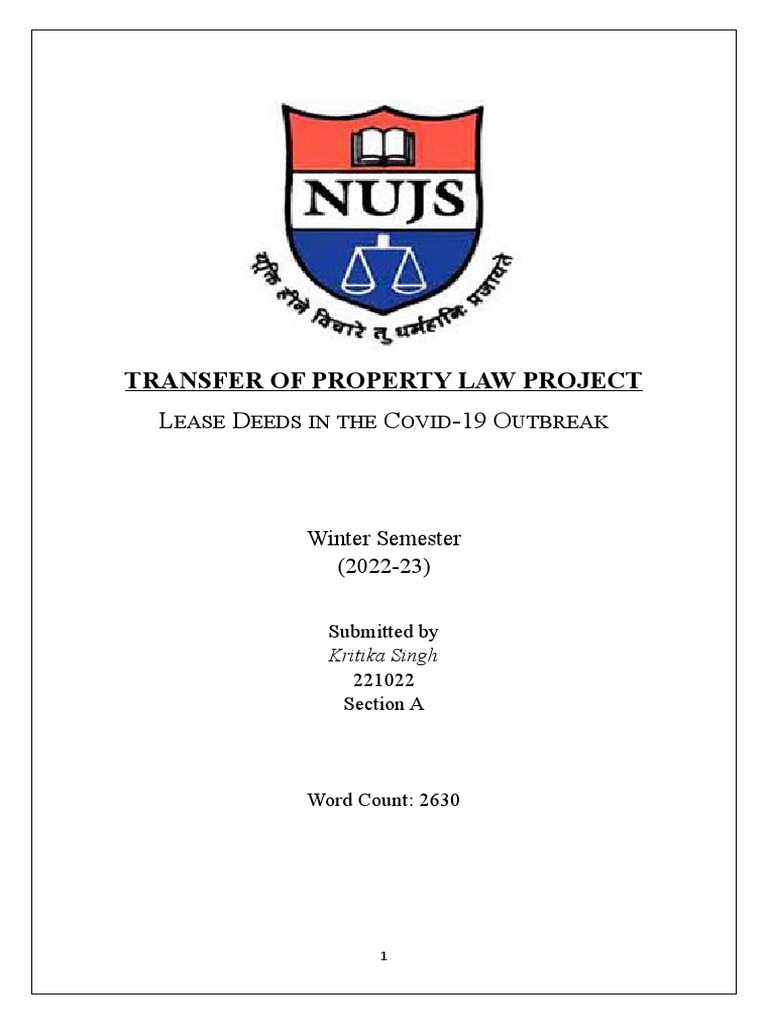 Kritika Singh - Transfer of Property Law | PDF | Lease | Law Of Obligations