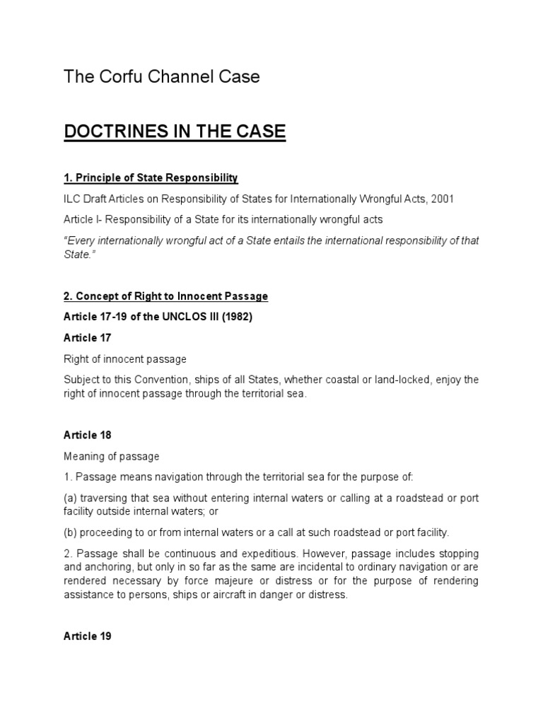 Case Digest of The Corfu Channel Case | PDF | Naval Mine | Justice