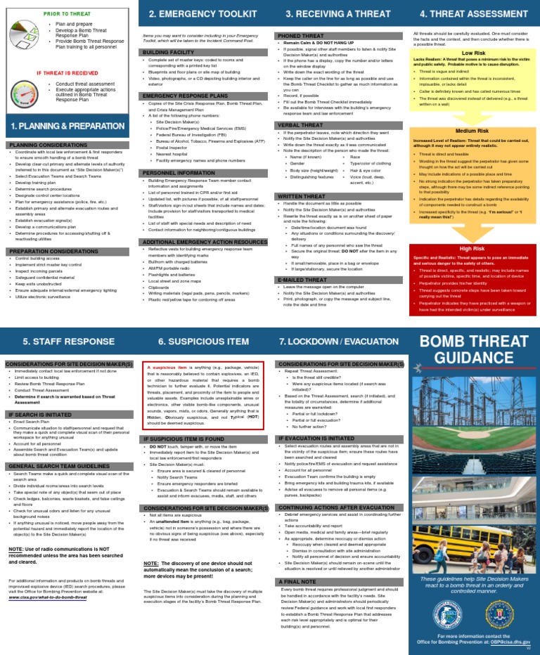 Bomb Threat Guidance Quad Fold - 508c | PDF | Emergency Evacuation ...