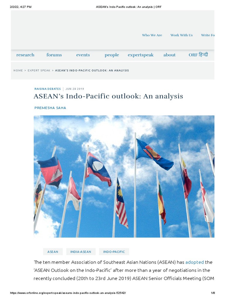 ASEAN's Indo-Pacific Outlook - An Analysis - ORF | PDF | Global ...