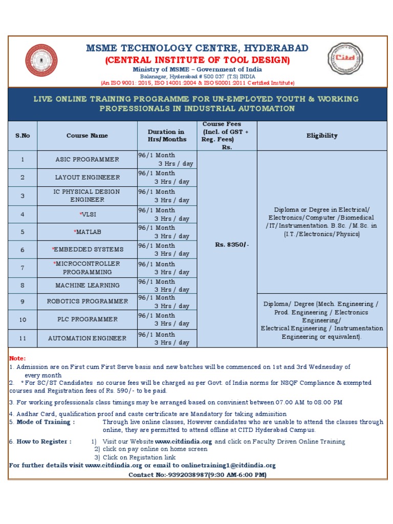 Msme Technology Centre, Hyderabad: (Central Institute of Tool Design ...