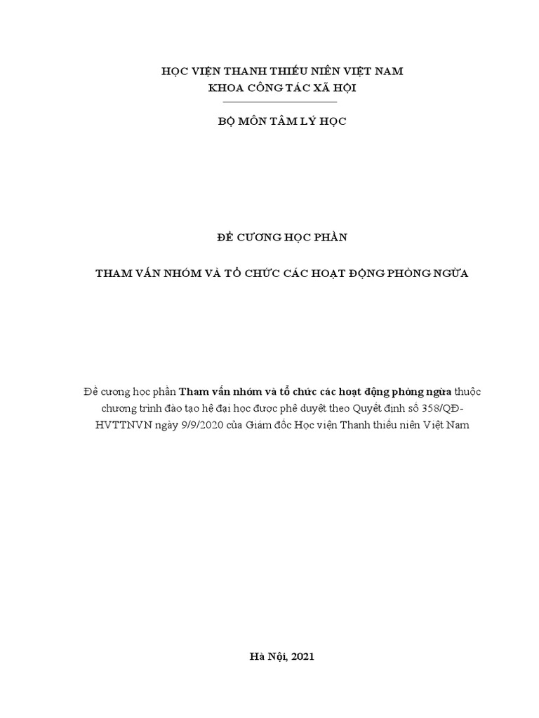 Tham Van Nhom Va To Chuc Cac Hoat Dong Phong Ngua | PDF