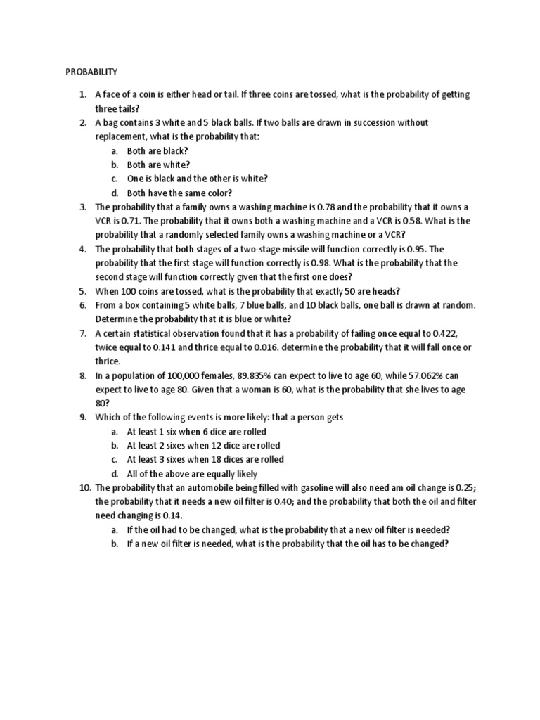 PROBABILITY | PDF | Sports & Recreation