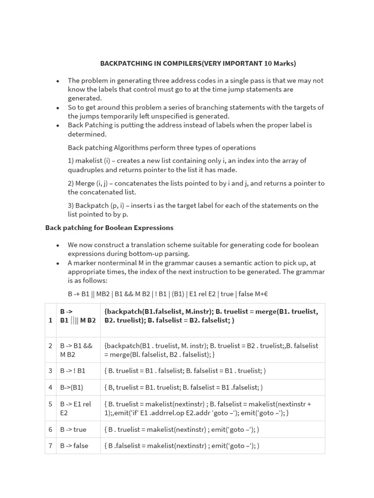 Backpatching in Compilers | PDF | Control Flow | Grammar