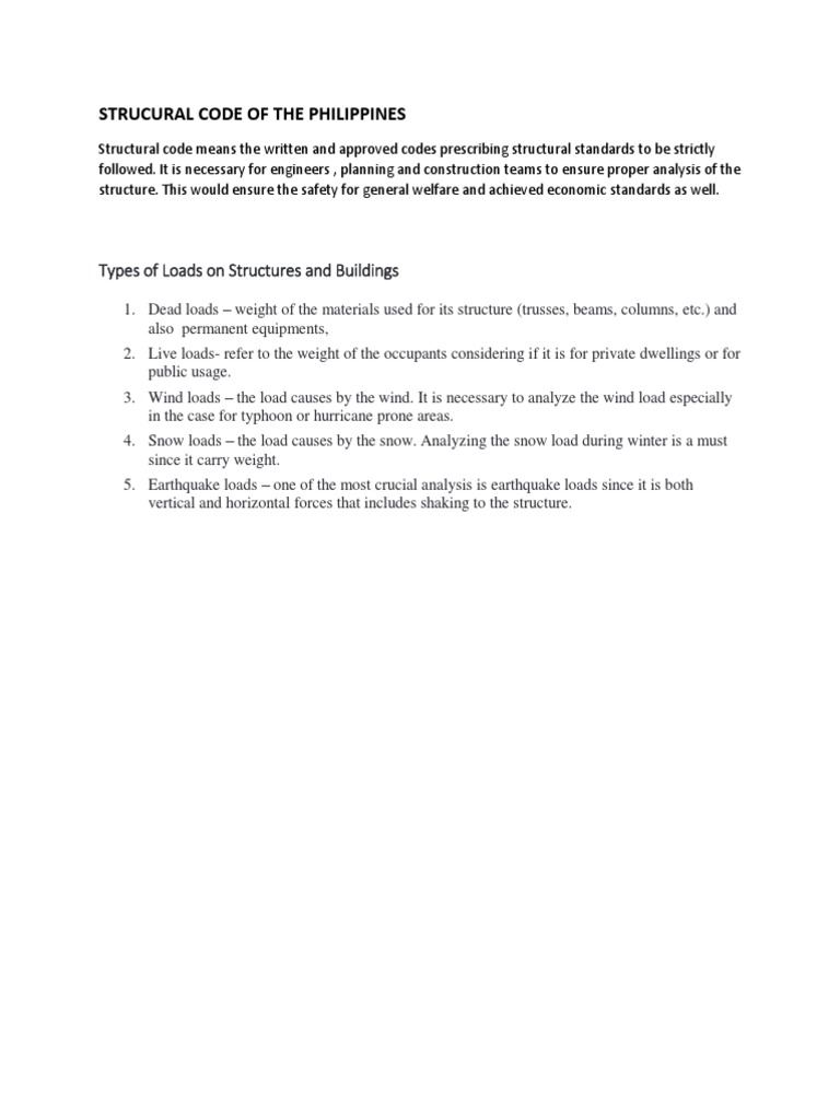 Philippine Structural Code Overview | PDF | Science & Mathematics ...