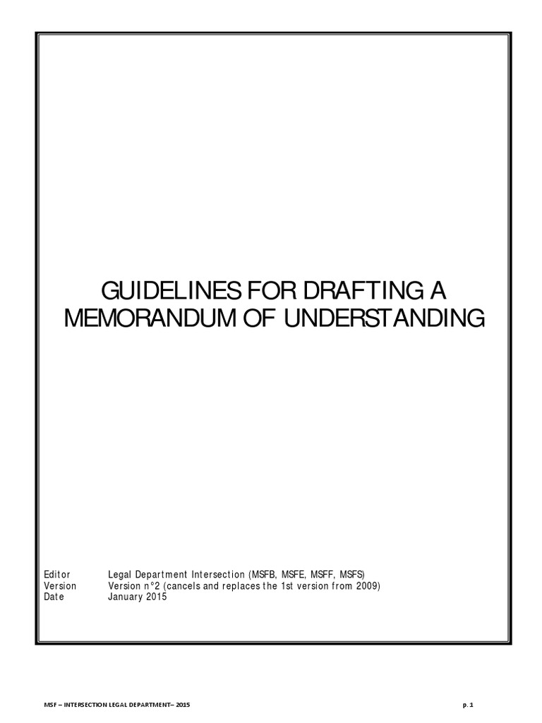 Guidelines For Drafting A Memorandum of Understanding | PDF | Médecins Sans Frontières ...
