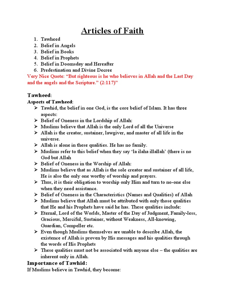 Articles of Faith 1 | Download Free PDF | Prophets And Messengers In ...