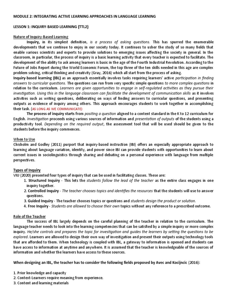 MODULE 2 Lessons 1 and 2 | Download Free PDF | Learning | Inquiry Based Learning