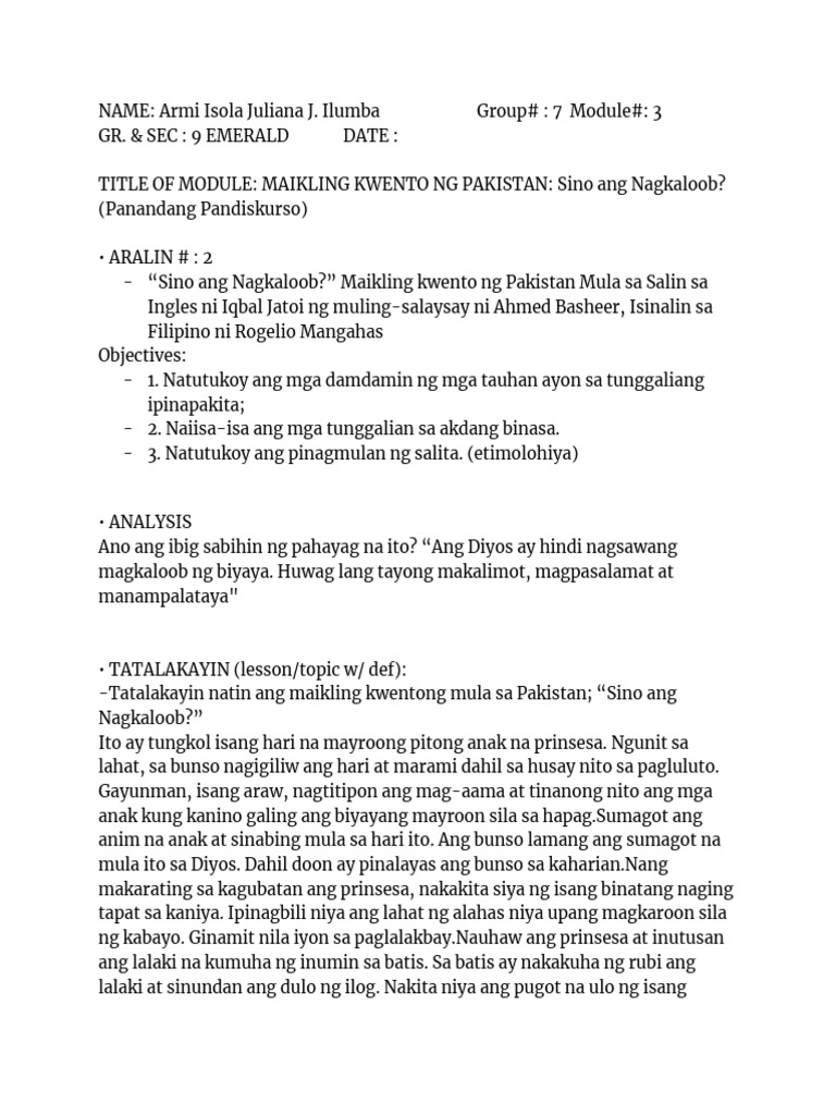 Filipino Reporting Analysis | PDF