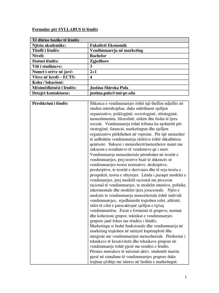 Vendimmarrja Në Marketing | PDF