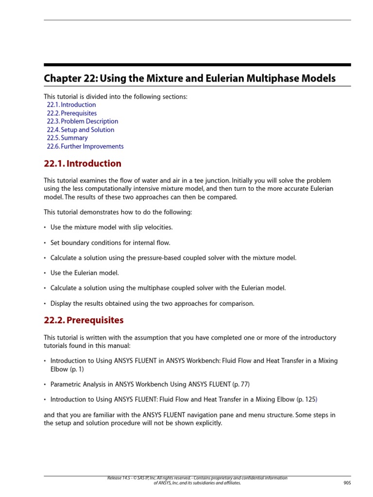 Chapter 22: Using The Mixture and Eulerian Multiphase Models | PDF ...