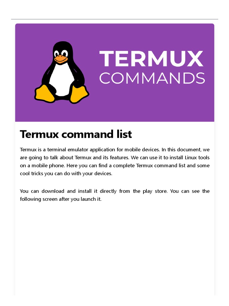 Termux Command List Pdf Python Programming Language Computer File