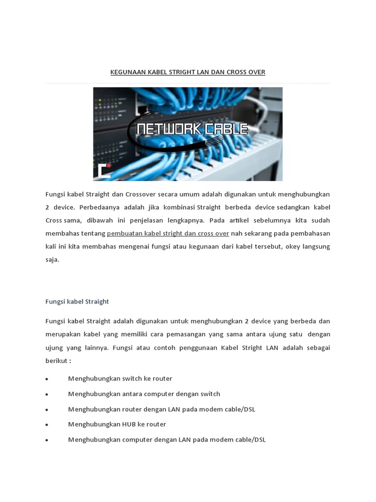 Cara Mengkrimping Kabel RJ45 Dan Urutan Kabel Straight | PDF