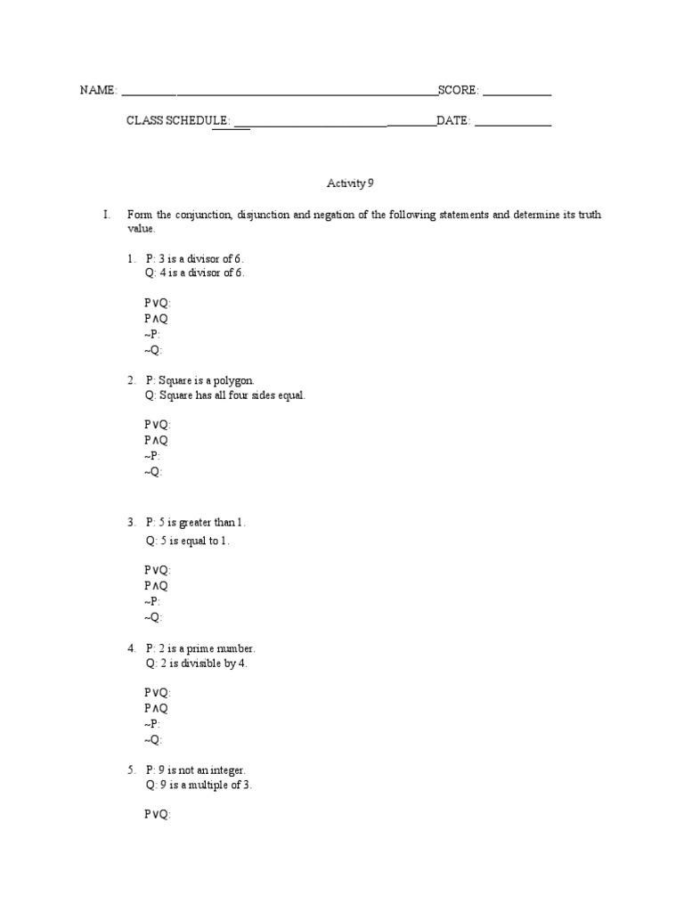 MMW Activity 9-13 | PDF | Deductive Reasoning | Argument