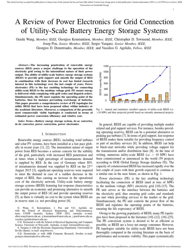 A Review of Power Electronics For Grid Connection of Utility-Scale ...