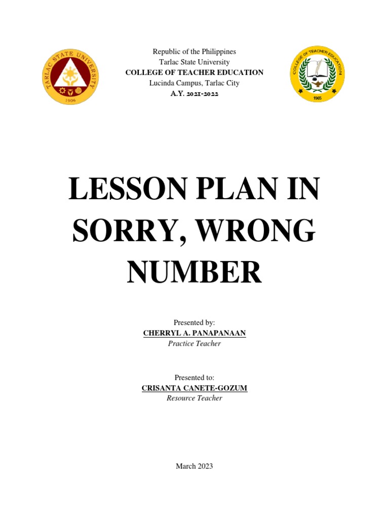 Panapanaan Cherryl A. DLP SORRY WRONG NUMBER | PDF | General Fiction
