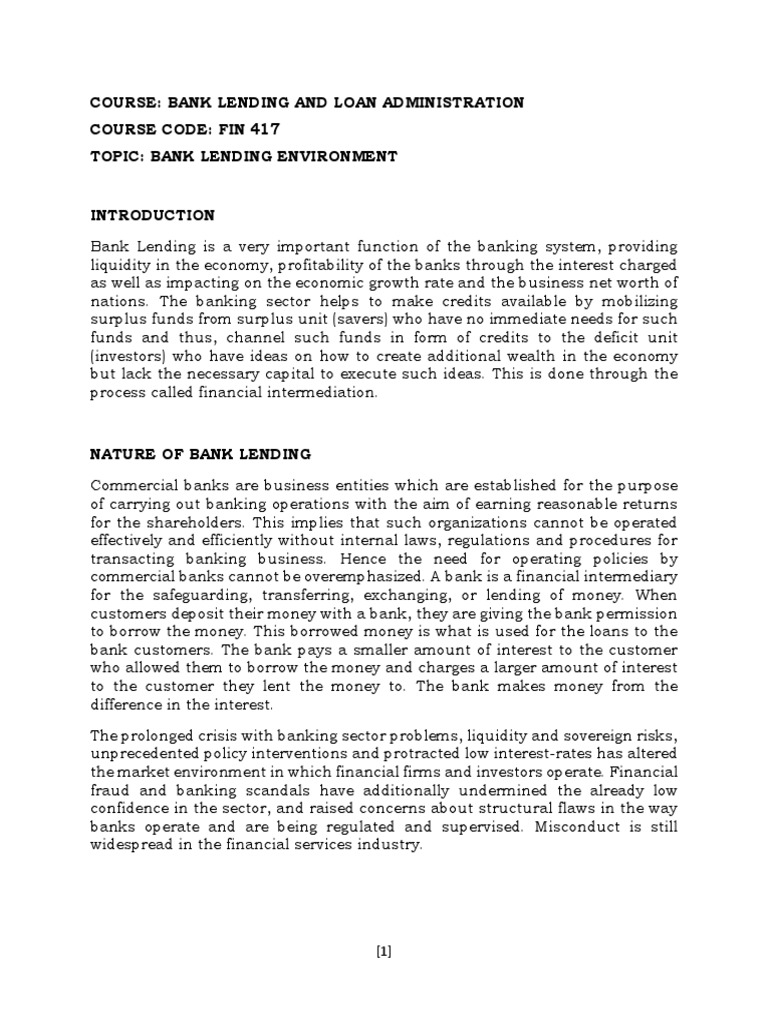 Bank Lending Principles and Policies | PDF | Banks | Loans