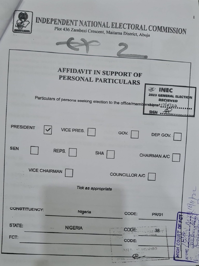 Bola Tinubu INEC Form EC9 | PDF