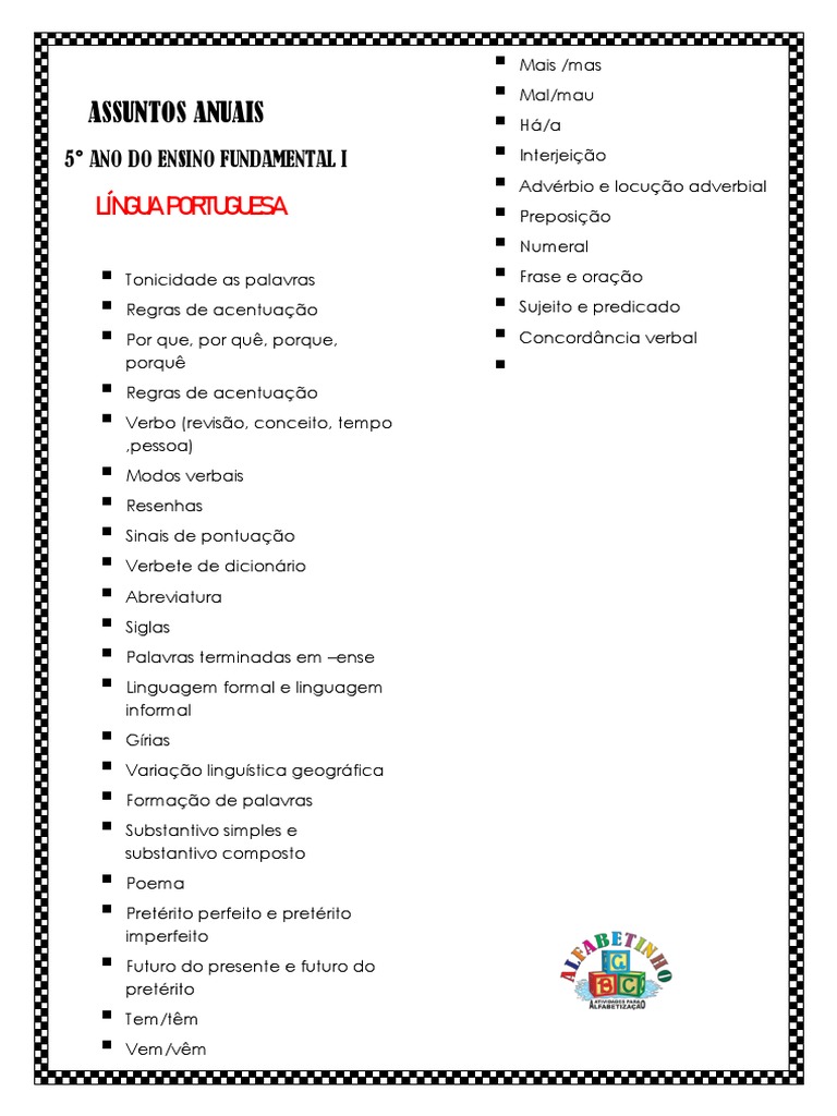 5° ANO - Assuntos | PDF | Brasil | Decimal