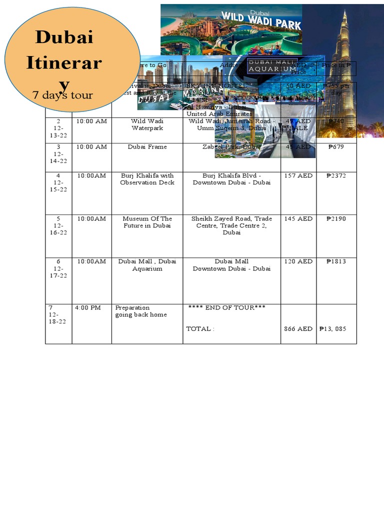 Dubai Itinerary | PDF