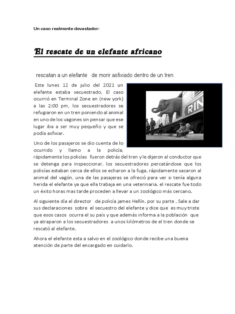 El Rescate de Un Elefante Africano | PDF