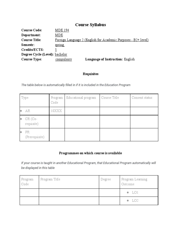 MDE 194 Syllabus (EN) | PDF | Academic Dishonesty | Plagiarism