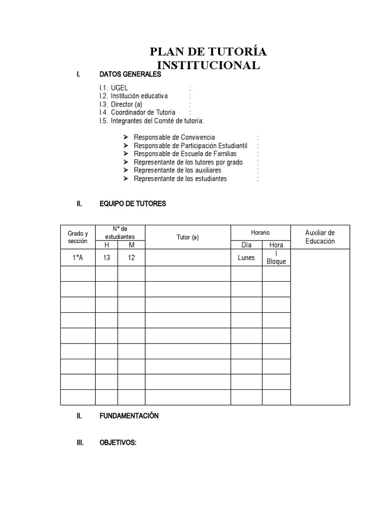Esquema Del Plan de Tutorìa | PDF