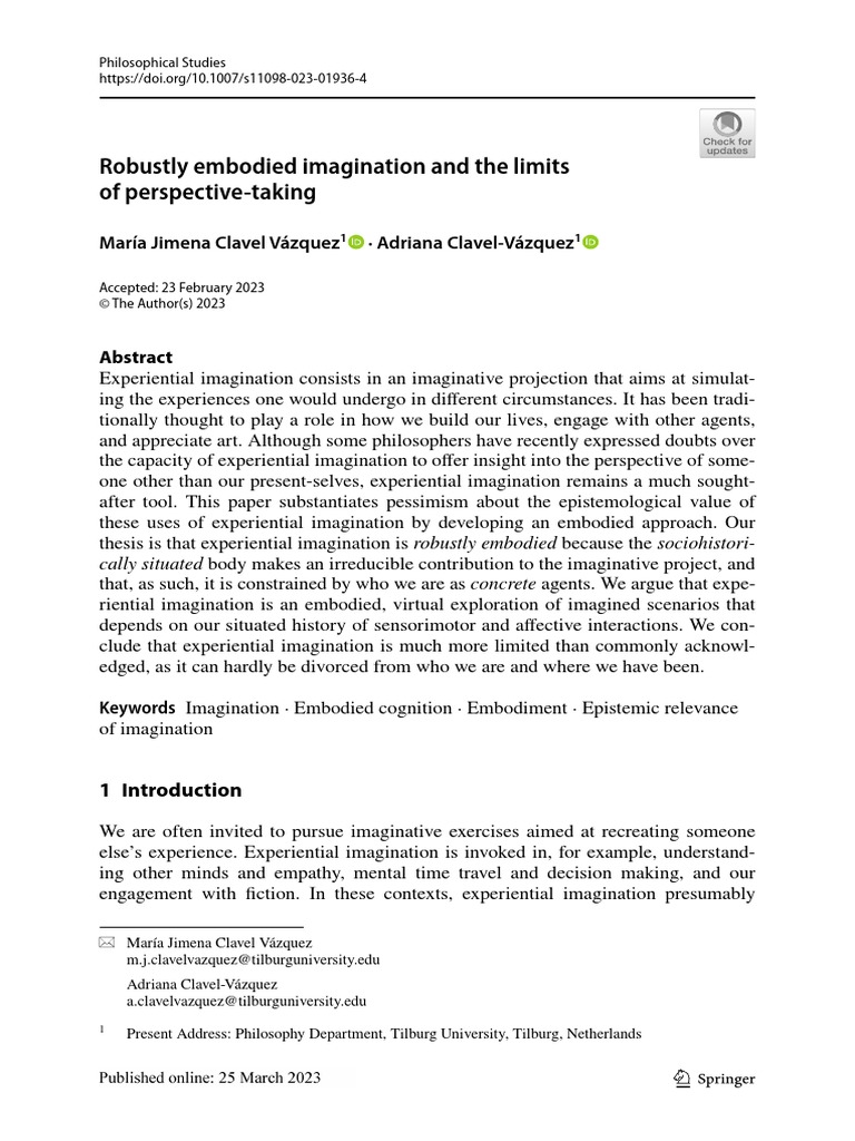 Robustly Embodied Imagination and The Limits of Perspective Taking | PDF | Embodied Cognition ...