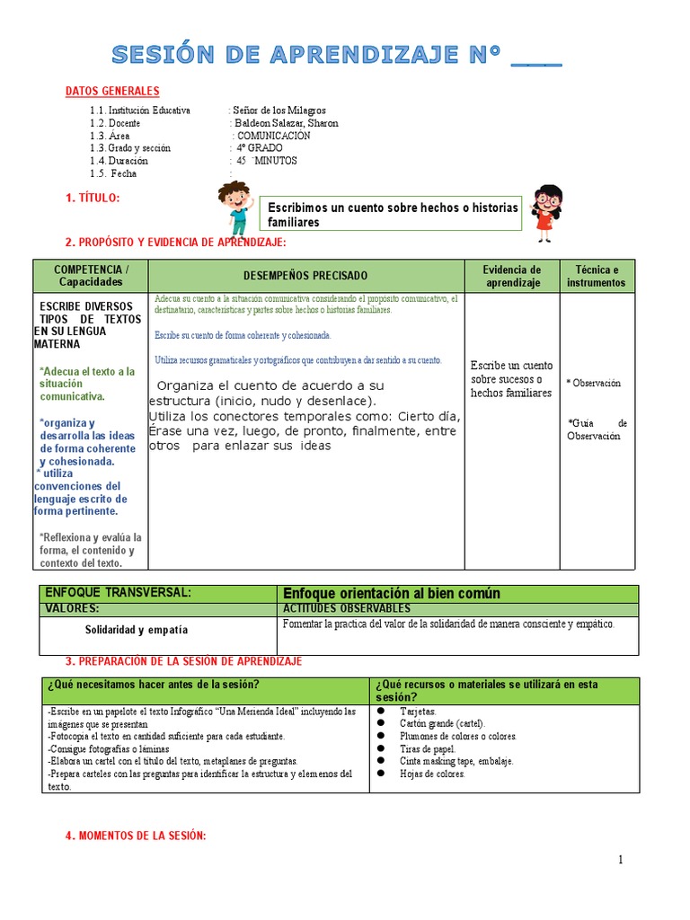 Sesion de Escribe Diversos Textos en Su Lengua Materna | PDF ...