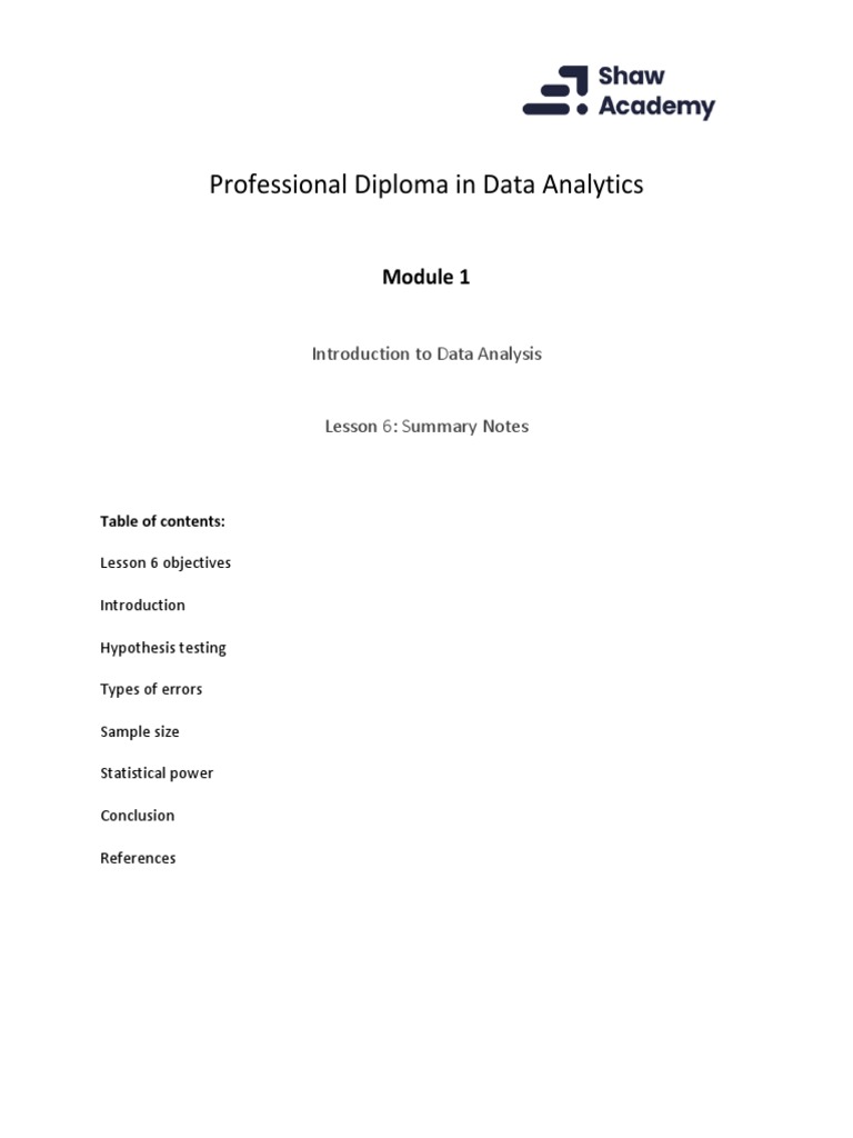 Data Analytics Module 1 Lesson 6 Summary Notes | PDF | Statistical ... Data Analytics Module 1 Lesson 6 Summary Notes | PDF | Statistical ...
