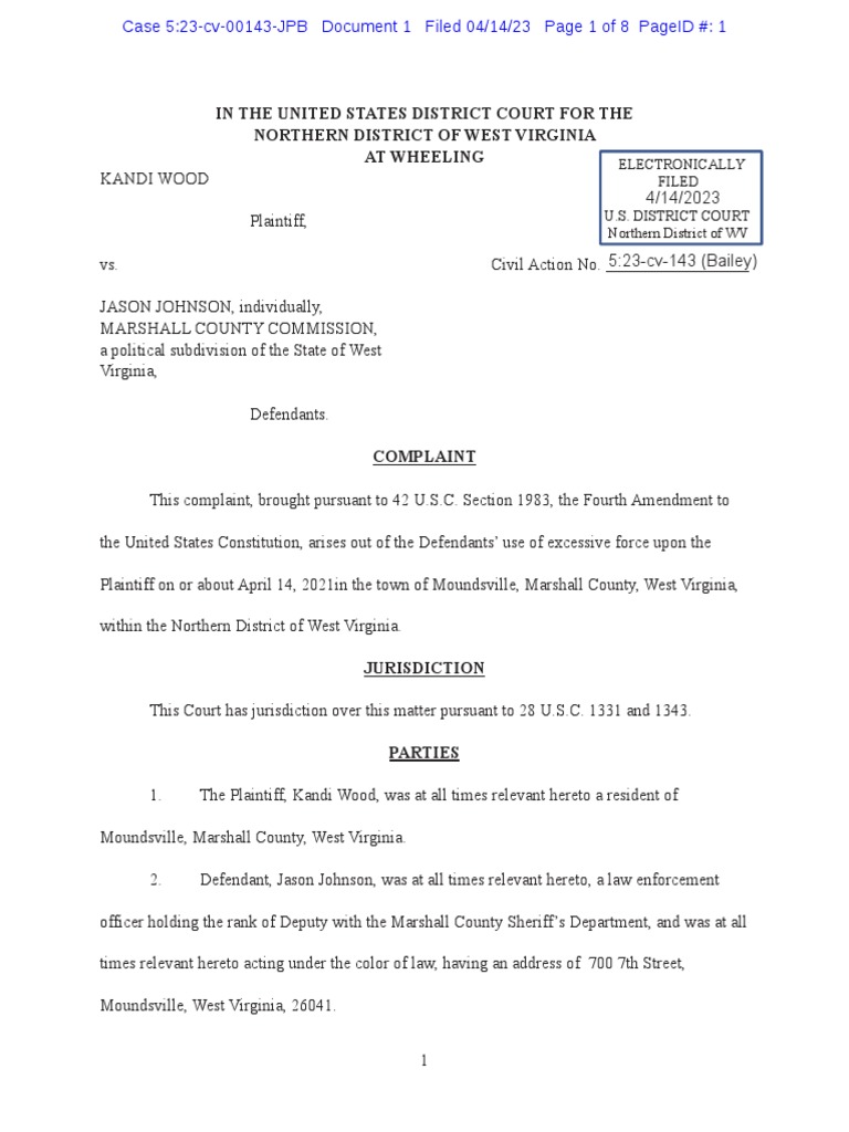 Wood Filed Complaint | PDF | Graham V. Connor | Use Of Force