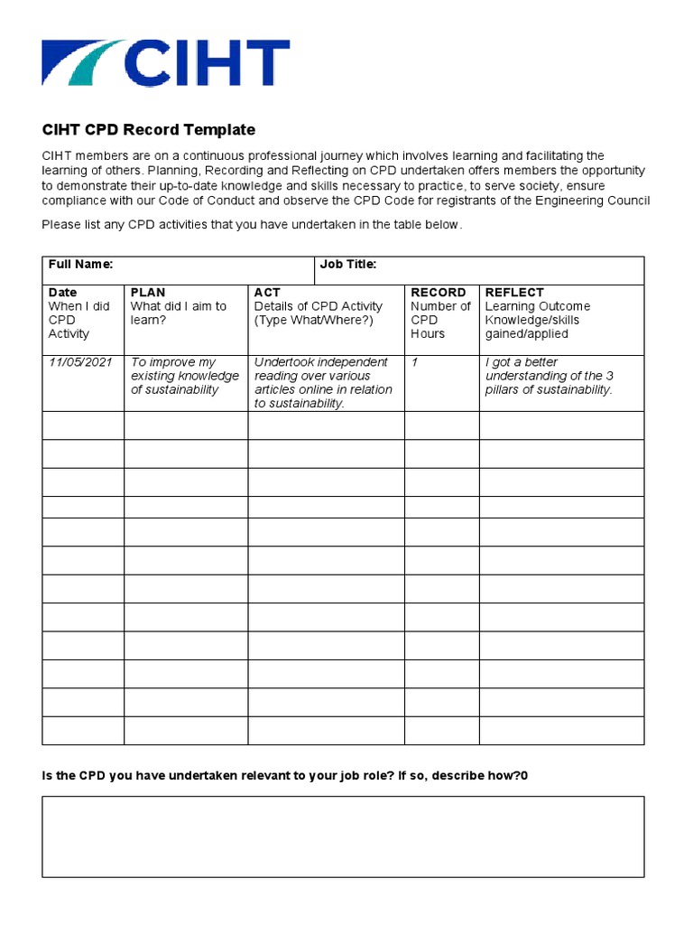 Ciht CPD Template | PDF