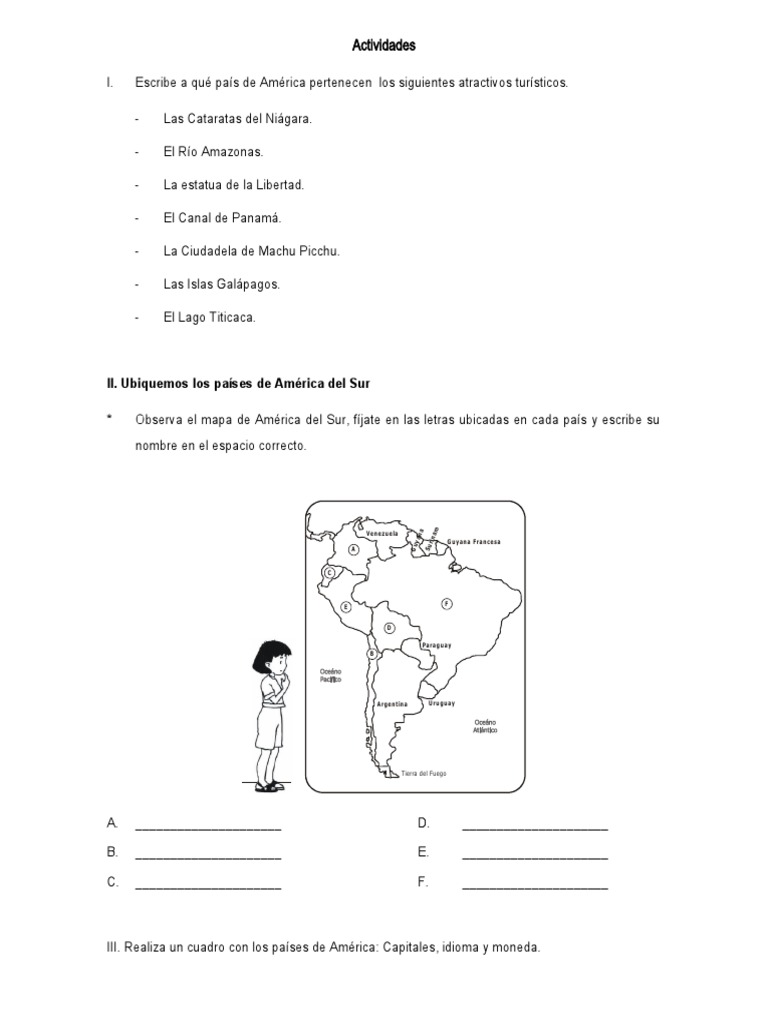 Identificando atractivos turísticos, países de América del Sur y sus ...
